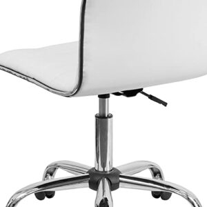 Flash Furniture Low Back Designer Armless White Ribbed Swivel Task Office Chair