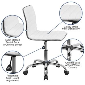 Flash Furniture Low Back Designer Armless White Ribbed Swivel Task Office Chair