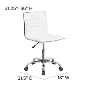 Flash Furniture Low Back Designer Armless White Ribbed Swivel Task Office Chair