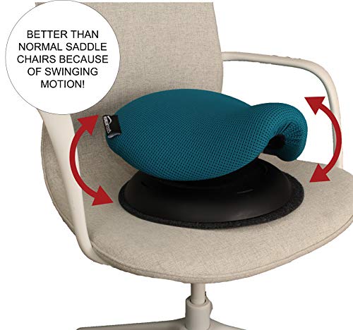 Humantool Portable Saddle Chair - Make Any Chair a Saddle Stool - Perfect for Ergonomic Office Chair - Makes A Great Gift for Horse Riders, Coworkers and Friends - Ergonomic Stool (Turquoise)