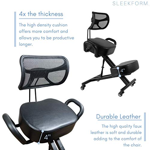 Sleekform Kneeling Chair with Ergonomic Back Support, Adjustable Posture Stool for Home and Office