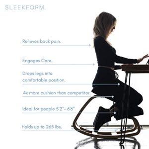 SLEEKFORM Ergonomic Kneeling Chair | Rocking Balancing Wood Knee Stool | Posture Correcting for Bad Backs, Neck Pain & Spine Tension Relief | Orthopedic Balance Seat & Thick Comfortable Knees Cushions