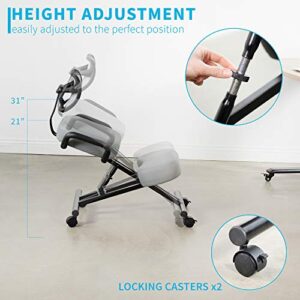 DRAGONN by VIVO Ergonomic Kneeling Chair with Back Support, Adjustable Stool for Home and Office with Angled Seat for Better Posture - Thick Comfortable Cushions, Gray, DN-CH-K02G