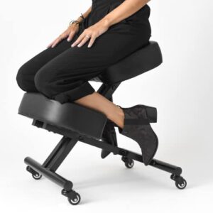 Sleekform Atlanta Ergonomic Kneeling Chair - Home Office Desk Stool for Back Posture Support, Comfortable Cushions, Angled Seat, Wheels, Rolling, Black