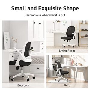 Hbada Home Office Chair Work Desk Chair Comfort Ergonomic Swivel Computer Chair with Flip-up Arms and Adjustable Height, White