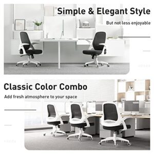 Hbada Home Office Chair Work Desk Chair Comfort Ergonomic Swivel Computer Chair with Flip-up Arms and Adjustable Height, White