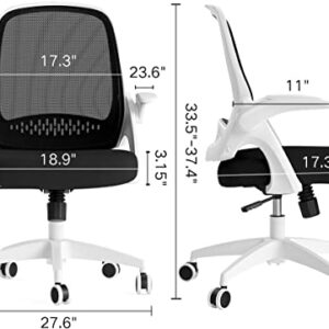 Hbada Home Office Chair Work Desk Chair Comfort Ergonomic Swivel Computer Chair with Flip-up Arms and Adjustable Height, White