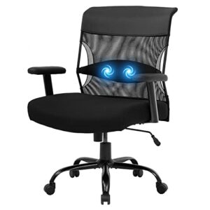 office chair 500lbs big and tall wide seat computer chair ergonomic massage rolling swivel desk chair with lumbar support armrest mesh adjustable chair for adults, black