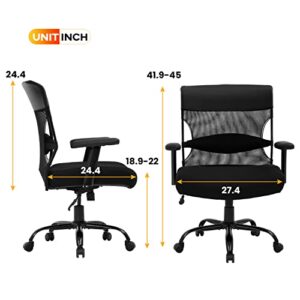 Office Chair 500lbs Big and Tall Wide Seat Computer Chair Ergonomic Massage Rolling Swivel Desk Chair with Lumbar Support Armrest Mesh Adjustable Chair for Adults, Black