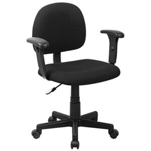 flash furniture mid-back black fabric swivel task office chair with adjustable arms