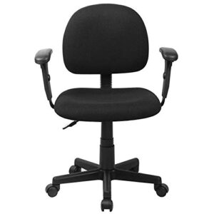 Flash Furniture Mid-Back Black Fabric Swivel Task Office Chair with Adjustable Arms