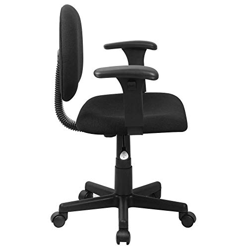 Flash Furniture Mid-Back Black Fabric Swivel Task Office Chair with Adjustable Arms