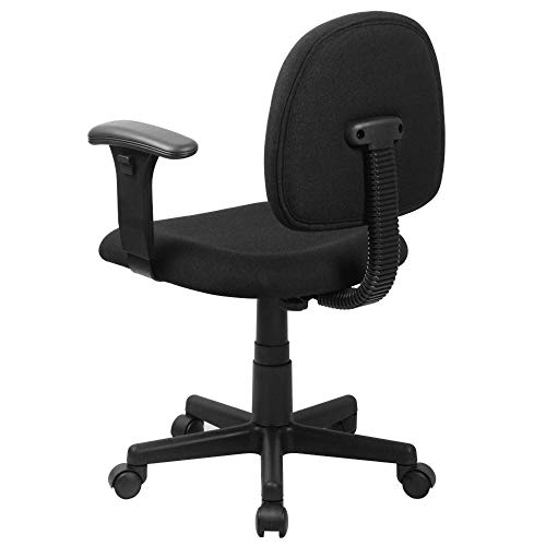 Flash Furniture Mid-Back Black Fabric Swivel Task Office Chair with Adjustable Arms