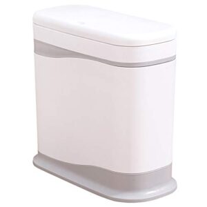 cq acrylic 12 liter slim plastic trash can,3.3 gallon dog proof bathroom trash can with press top lid,for bathroom,living room,office and kitchen