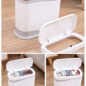 Cq acrylic 12 Liter Slim Plastic Trash Can,3.3 Gallon Dog Proof Bathroom Trash Can with Press Top Lid,for Bathroom,Living Room,Office and Kitchen