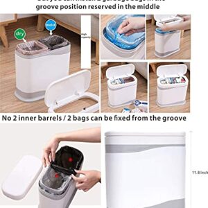 Cq acrylic 12 Liter Slim Plastic Trash Can,3.3 Gallon Dog Proof Bathroom Trash Can with Press Top Lid,for Bathroom,Living Room,Office and Kitchen