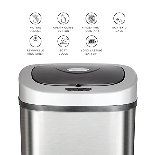 Automatic Touchless Kitchen Trash Can with Lid, Motion Sensor Trash Can for Kitchen, Bathroom, Living Room and Office, 21.1 Gallon/ 80 Liter, Stainless Steel…