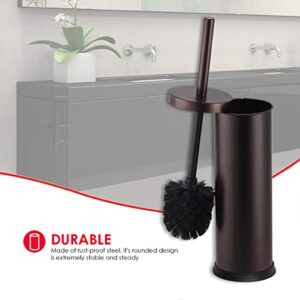 Home Basics Toilet Bowl Brush with Holder For Bathroom Storage, Bronze