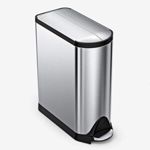 simplehuman 45 liter / 11.9 gallon butterfly lid kitchen step trash can, brushed stainless steel