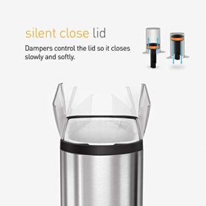 simplehuman 45 Liter / 11.9 Gallon Butterfly Lid Kitchen Step Trash Can, Brushed Stainless Steel