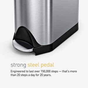 simplehuman 45 Liter / 11.9 Gallon Butterfly Lid Kitchen Step Trash Can, Brushed Stainless Steel