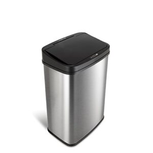 ninestars dzt-50-28 automatic touchless motion sensor rectangular trash can, 13 gal, black trim