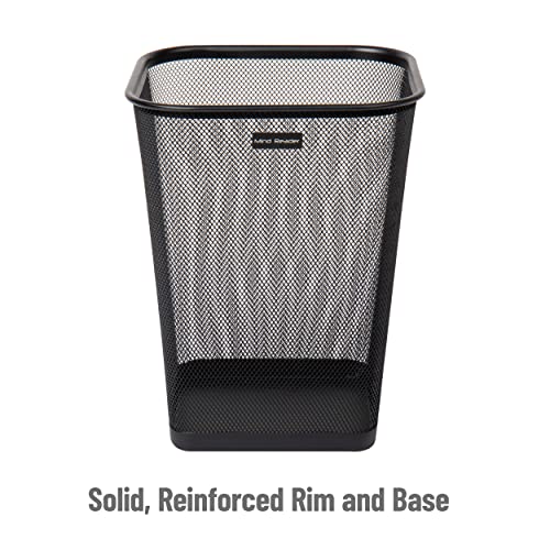 Mind Reader 2SQUAGA-BLK 2-Piece Garbage Waste Basket Recycling Bin Set, Square Metal Mesh, Black