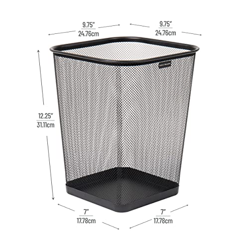 Mind Reader 2SQUAGA-BLK 2-Piece Garbage Waste Basket Recycling Bin Set, Square Metal Mesh, Black