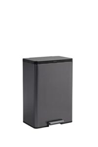 rubbermaid stainless steel metal step-on trash can for home and kitchen, charcoal, 12 gallon, 2112520