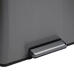 Rubbermaid Stainless Steel Metal Step-On Trash Can for Home and Kitchen, Charcoal, 12 Gallon, 2112520