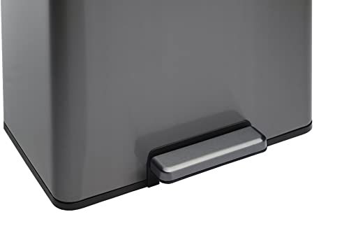 Rubbermaid Stainless Steel Metal Step-On Trash Can for Home and Kitchen, Charcoal, 12 Gallon, 2112520