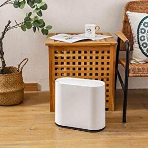 KLGO 10 Liter Slim Plastic Trash Can with Lid,2.4 Gallon Double Barrel Waste Basket,Rectangular Garbage Container Bin for Bathroom,Bedroom,Kitchen and Office,White