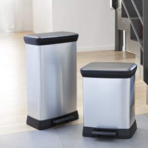 Curver Deco Bin 50 Liter Perfect for Household Use Indoor for Garbage Disposal, Black/Silver