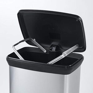 Curver Deco Bin 50 Liter Perfect for Household Use Indoor for Garbage Disposal, Black/Silver