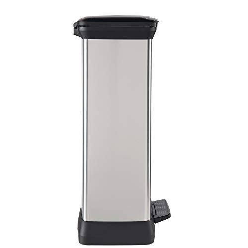 Curver Deco Bin 50 Liter Perfect for Household Use Indoor for Garbage Disposal, Black/Silver