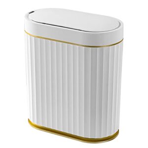 mopup white gold trash can for bathroom, garbage can with motion sensor lid, small automaic open lid trash bin, mini electric wastebasket touchless, nice gift, suit for bedroom,office(no batteries)