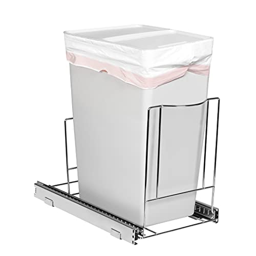 Hold N' Storage Pull Out Trash Can Under Cabinet- Trash Can Not Included, Heavy Duty w/ 5 Year Limited Warranty- Requires a 13”W X 22”D Cabinet Opening, Chrome