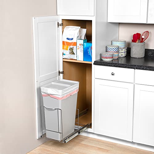 Hold N' Storage Pull Out Trash Can Under Cabinet- Trash Can Not Included, Heavy Duty w/ 5 Year Limited Warranty- Requires a 13”W X 22”D Cabinet Opening, Chrome