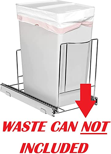 Hold N' Storage Pull Out Trash Can Under Cabinet- Trash Can Not Included, Heavy Duty w/ 5 Year Limited Warranty- Requires a 13”W X 22”D Cabinet Opening, Chrome