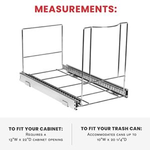 Hold N' Storage Pull Out Trash Can Under Cabinet- Trash Can Not Included, Heavy Duty w/ 5 Year Limited Warranty- Requires a 13”W X 22”D Cabinet Opening, Chrome