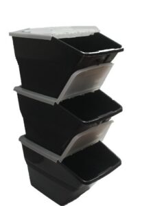 wtm bbcl- three pack of stackable bins with hinged lids 24 quart size (pack of 3)