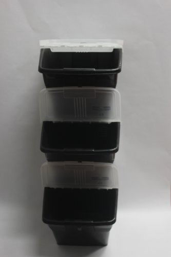 WTM BBCL- Three Pack of Stackable Bins with Hinged Lids 24 Quart Size (pack of 3)