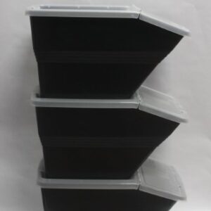 WTM BBCL- Three Pack of Stackable Bins with Hinged Lids 24 Quart Size (pack of 3)