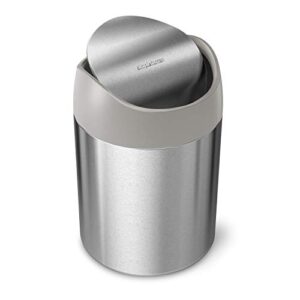 simplehuman, brushed stainless steel 1.5 liter / 0.4 gallon mini countertop trash can