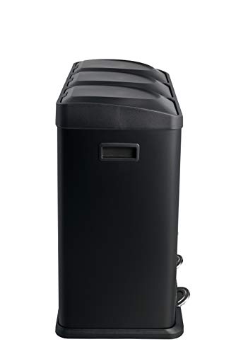 The Step N' Sort 16 Gallon, 3 Compartment Trash and Recycling Bin in Black, Large (900603B)