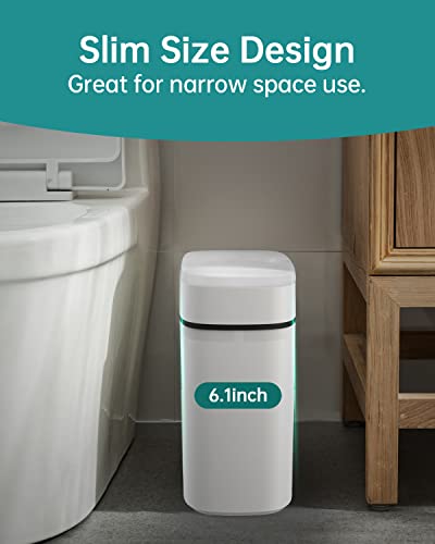 WOA WOA Bathroom Trash Can with lid, 14L Press lid Plastic Wastebasket, 3.7 Gallons Garbage Bin Container for Home, Kitchen, Office, Living Room, Bedroom (White & Press Lid)