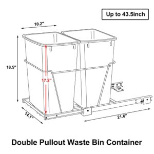 SUPER DEAL Double 35 Quart Pull Out Trash Can for Kitchen Cabinet Recycling Bins with Wire Bottom Mount Under Sink Sliding Roll Out Dual Garbage Can, Black