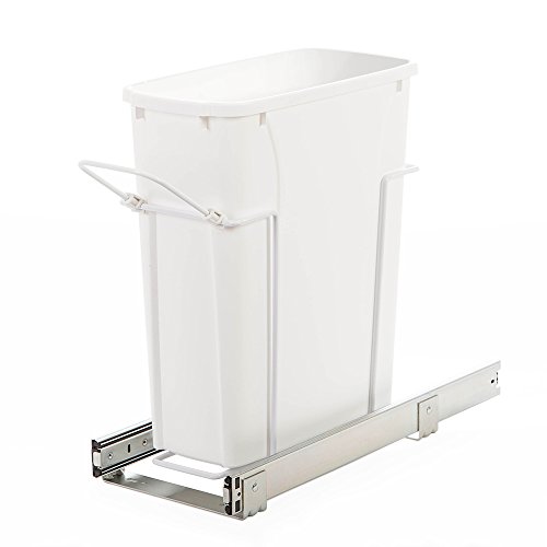 Knape & Vogt FBA_SBM9-1-20WH Trash Can, 17.31-Inch by 7.98-Inch by 20-Inch, White