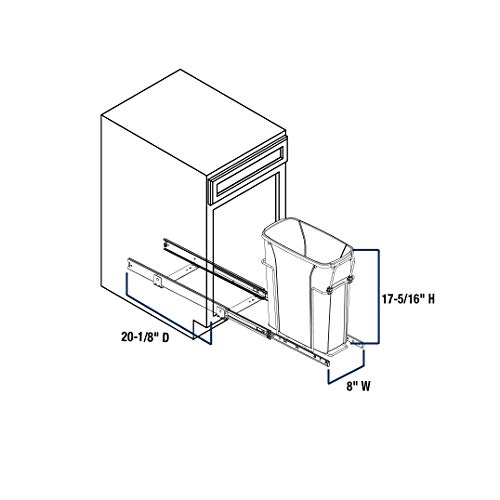 Knape & Vogt FBA_SBM9-1-20WH Trash Can, 17.31-Inch by 7.98-Inch by 20-Inch, White