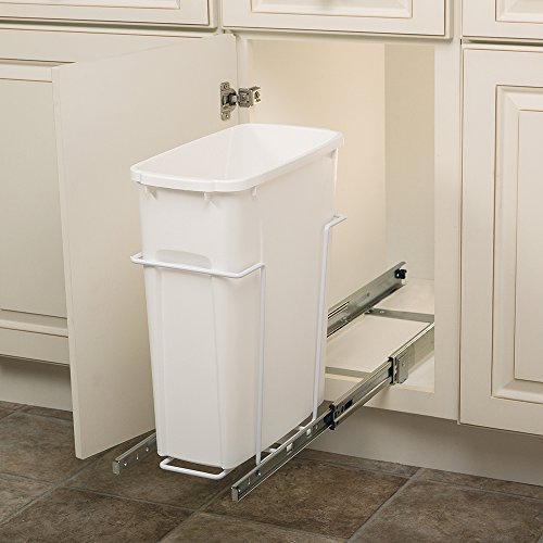 Knape & Vogt FBA_SBM9-1-20WH Trash Can, 17.31-Inch by 7.98-Inch by 20-Inch, White